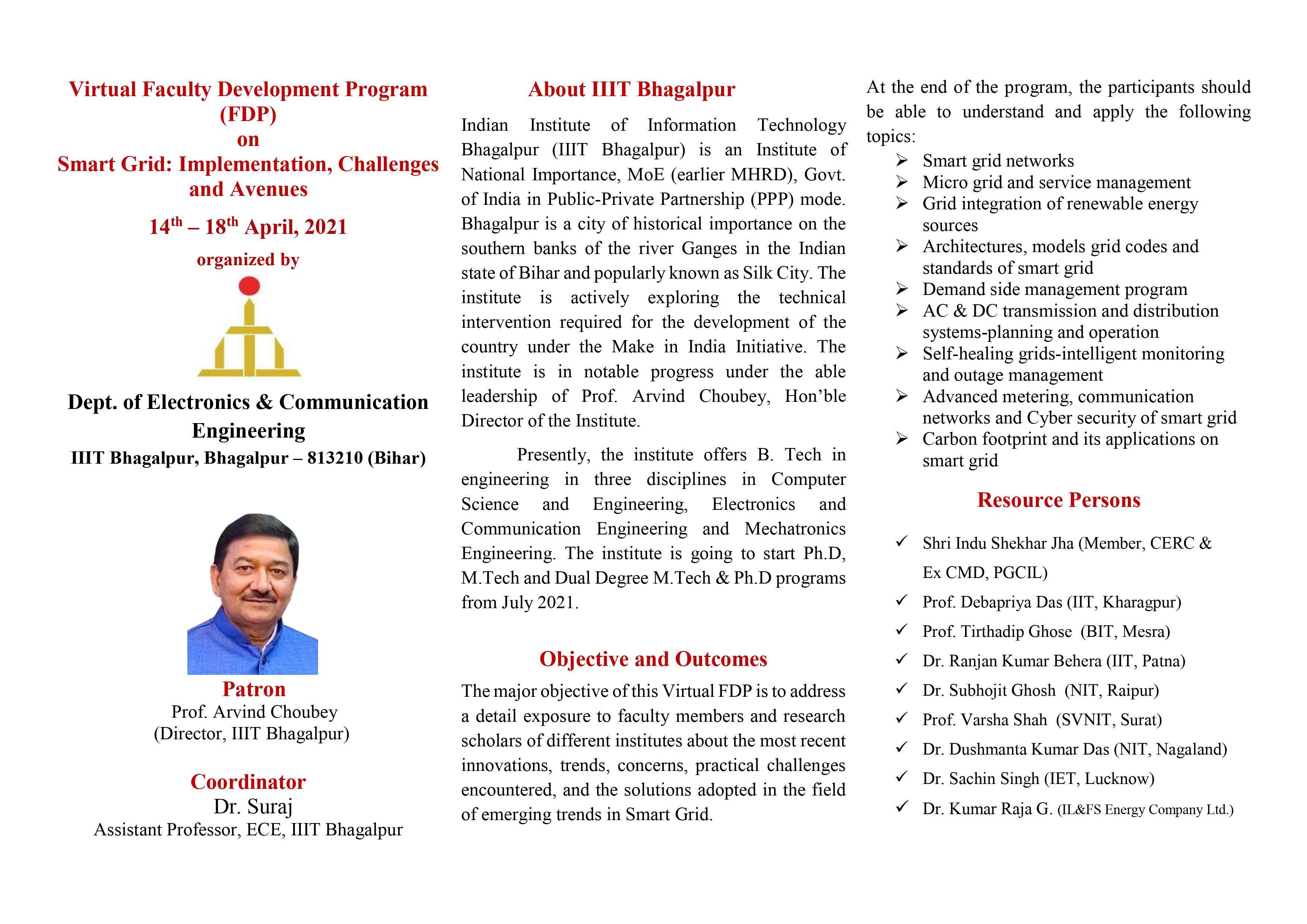 FDP on "Smart Grid: Implementation, Challenges and Avenues" from 14th ...